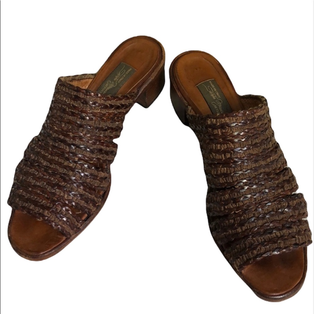 Sesto Meucci Italian Woven Leather Mule Sandal - Gem
